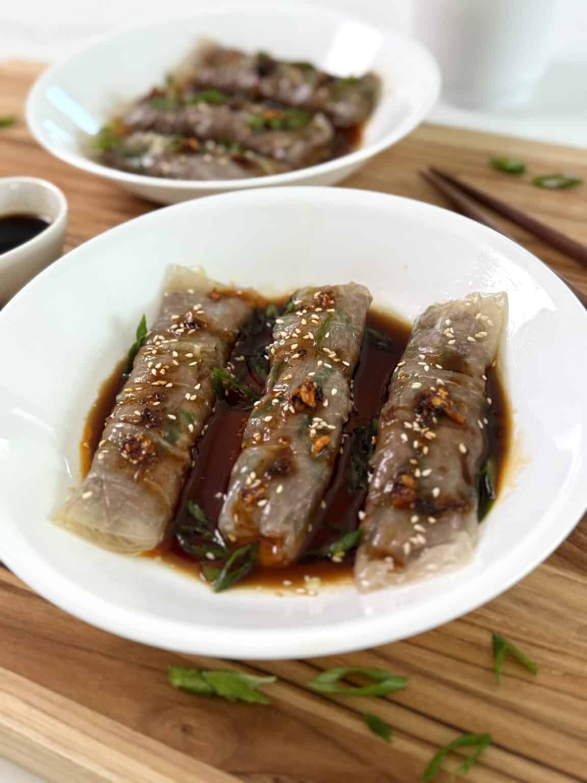 Beef Rice Paper Noodle Rolls (Cheung Fun)