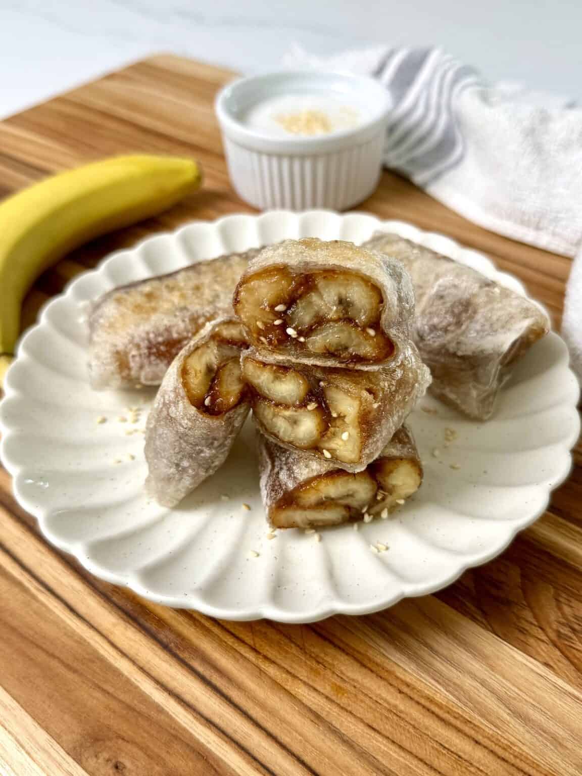 Caramelized Banana Crispy Rice Paper Rolls