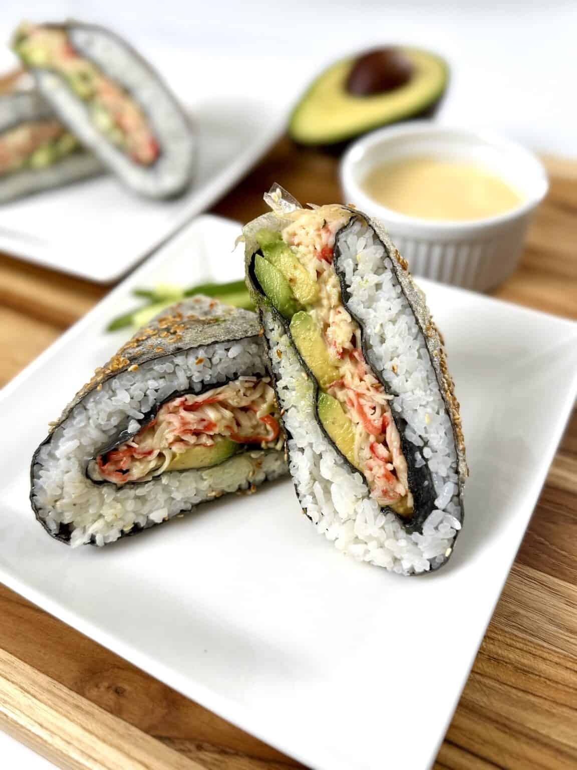 California Roll Rice Paper Sushi Sandwich (Onigirazu)