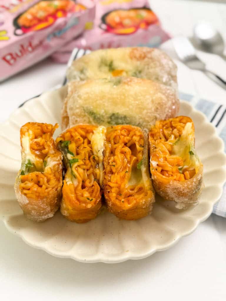 Cheesy Buldak Ramen Rice Paper Dumplings - Herman at Home