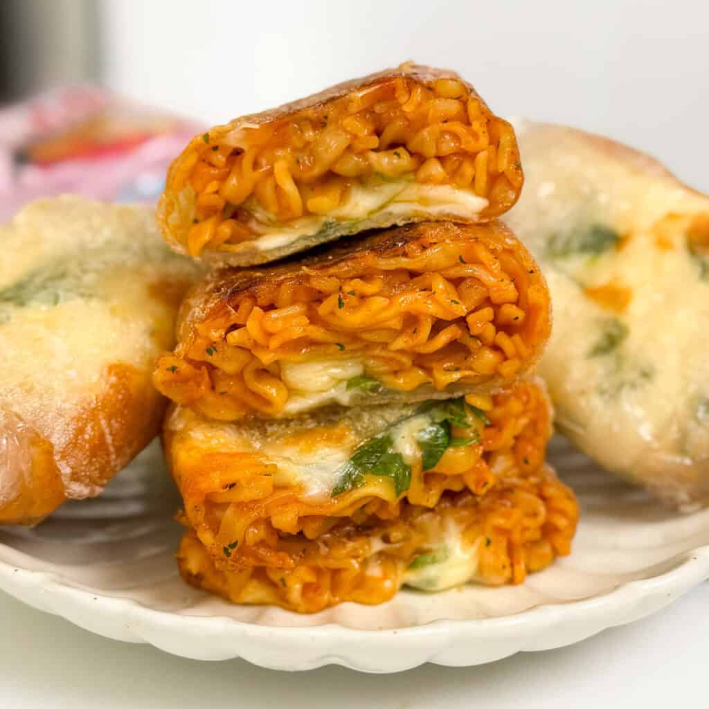 Cheesy Buldak Ramen Rice Paper Dumplings - Herman at Home