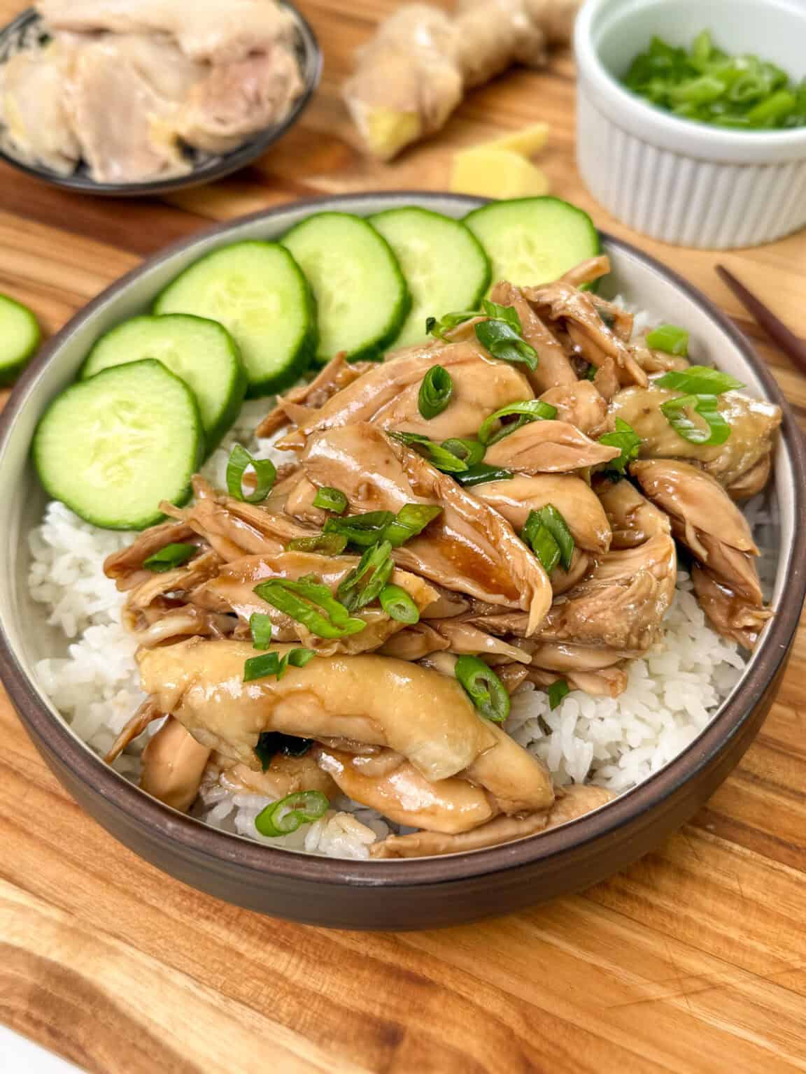 Poached Chinese Chicken with Ginger Scallion Sauce - Herman at Home