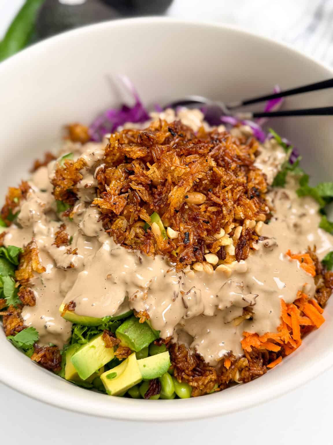 Crispy Rice Salad with Creamy Sesame Dressing - Herman at Home